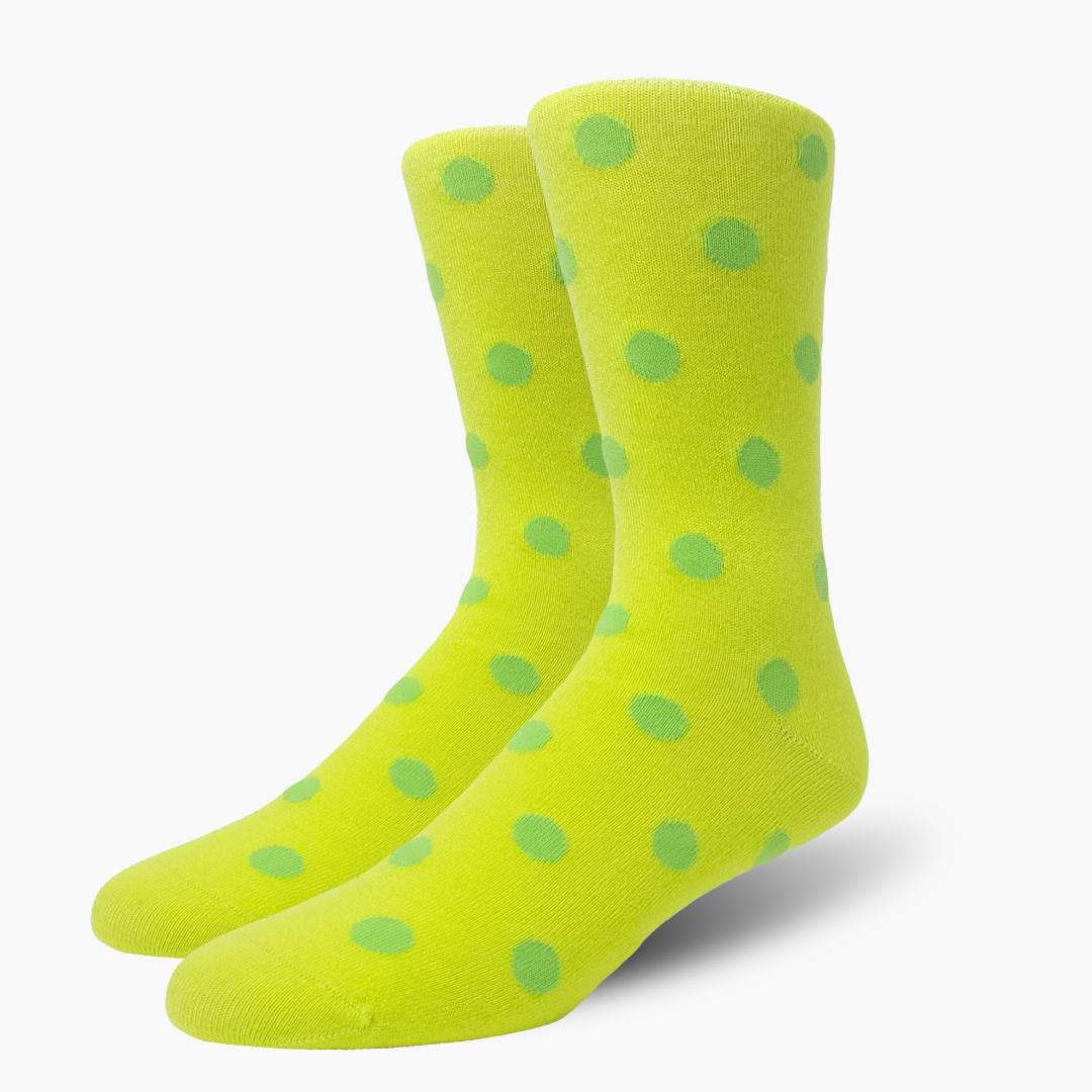 Lime Medium Green Polka Dots Merino Wool Socks | Swanky Socks