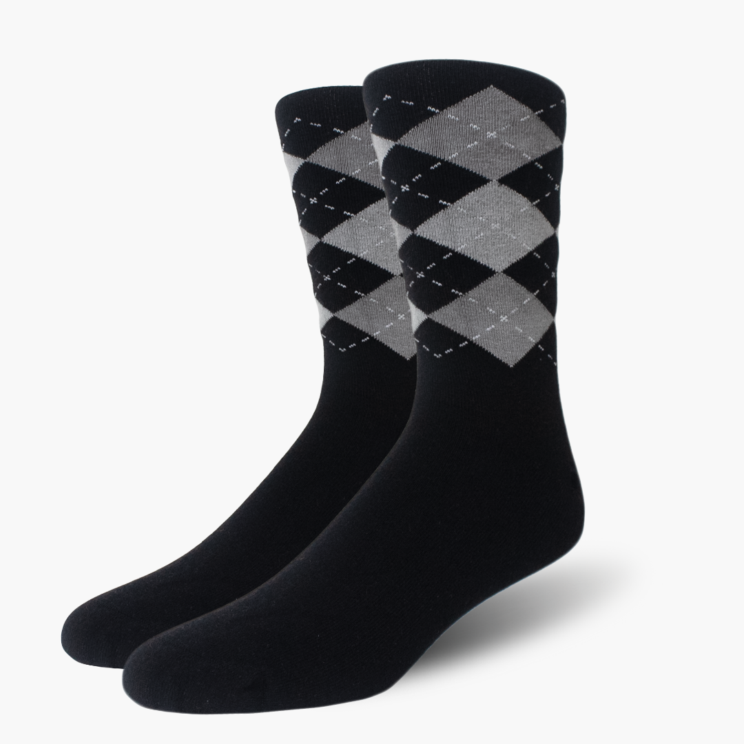 Black Argyle Merino Wool Swanky Socks