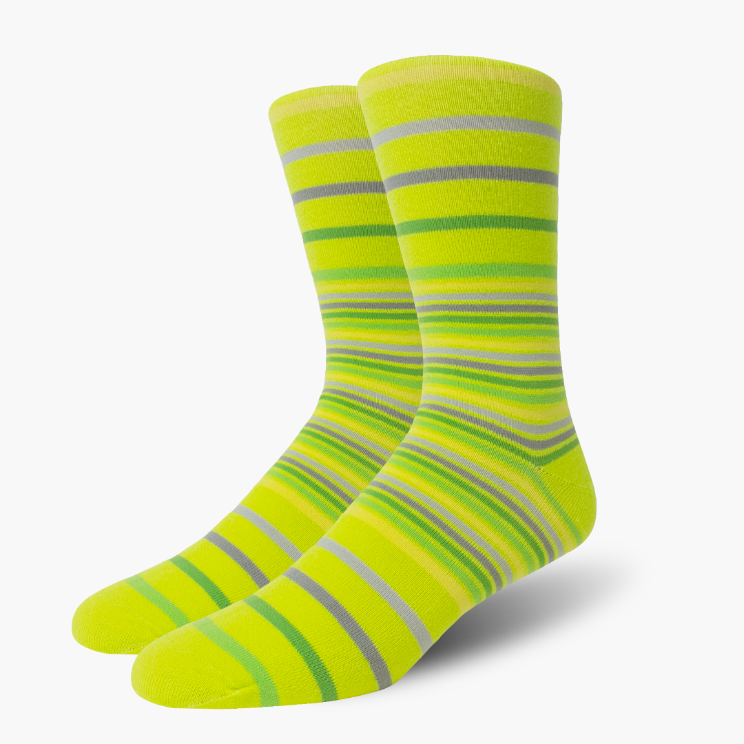 Lime Multi Stripes Merino Wool Dress Socks | Swanky Socks