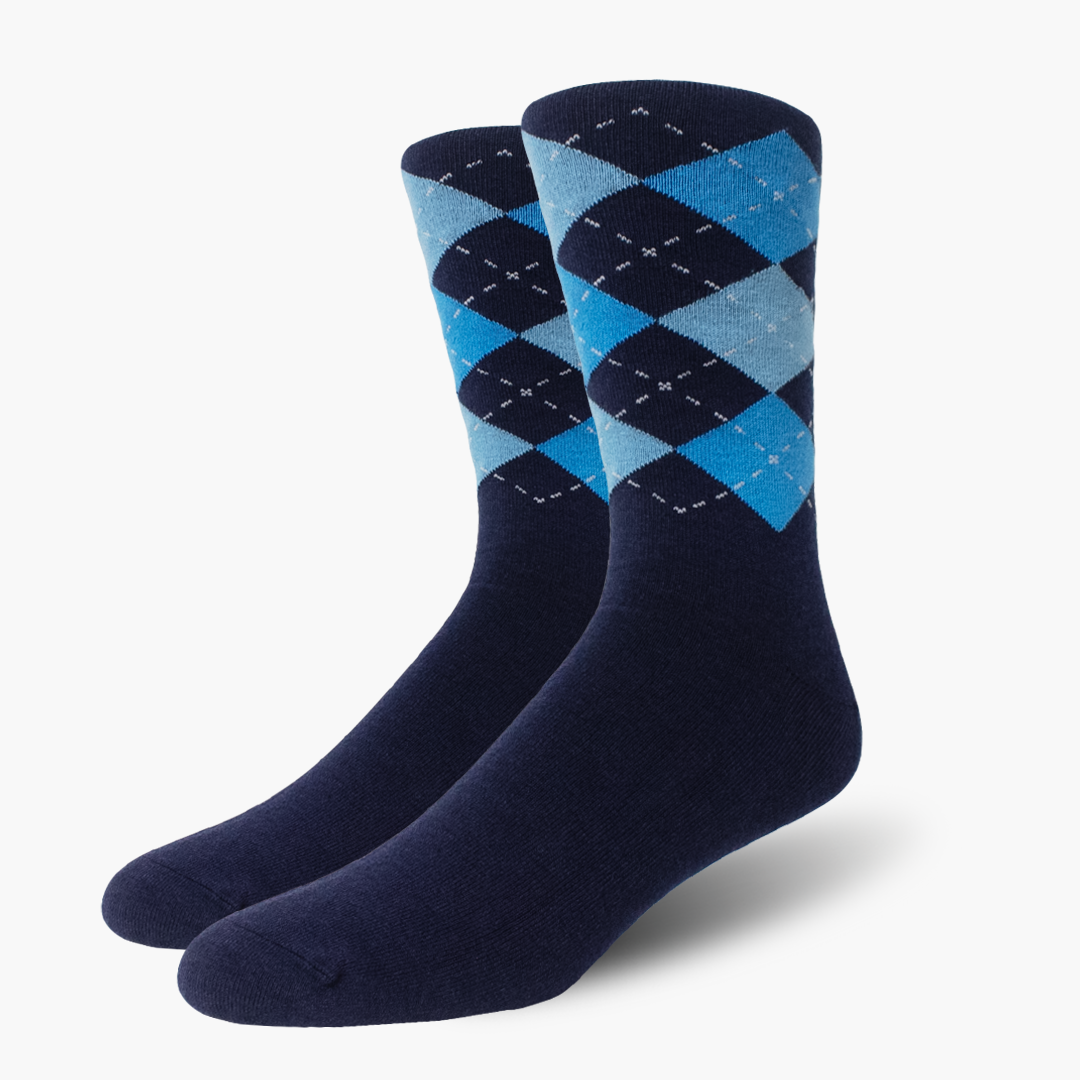Navy Argyle Merino Wool Swanky Socks