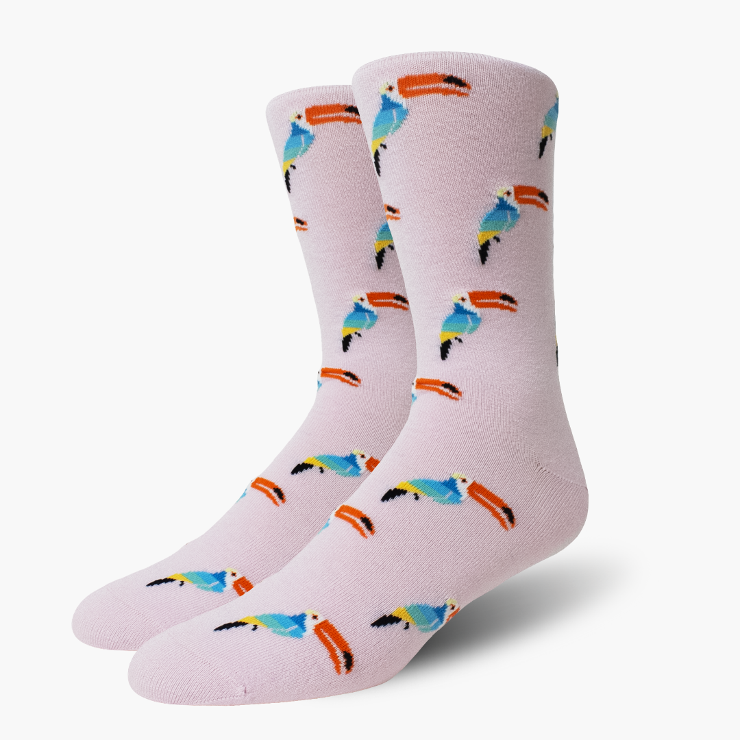 Pink Tropical Toucans Merino Wool Socks | Swanky Socks